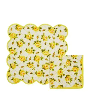 Loretta Caponi Climbing Rose Print Placemat & Napkin - Yellow