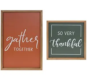 MELROSE S/2 Gather And Thankful Sentiment Signs - One-color