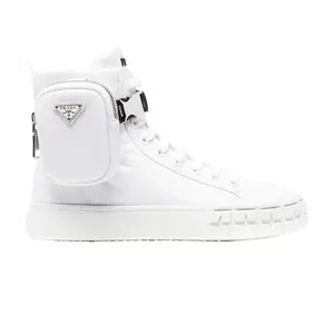 Prada Wheel Re-nylon High-top Sneakers - White