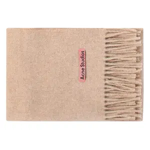 Acne Studios Fringe Wool Scarf 'oatmeal Melange' Cream