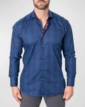 MACEOO Einstein Repeatsquare Sport Shirt - Blue