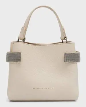 Brunello Cucinelli Mini Monili Leather Top-handle Bag - White