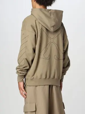 Off-White Cotton Sweatshirt With Embroidered Logo