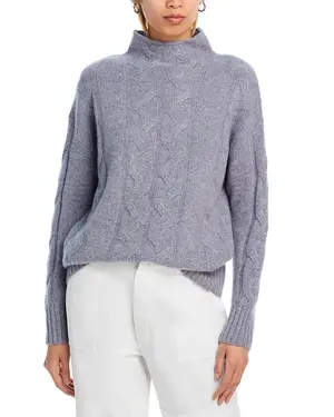 Bloomingdale'S C Exclusive Mock Neck Cable Cashmere Sweater - Medium Grey