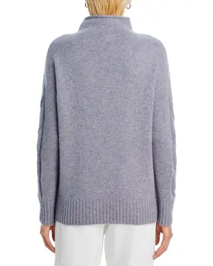 Bloomingdale'S C Exclusive Mock Neck Cable Cashmere Sweater - Medium Grey
