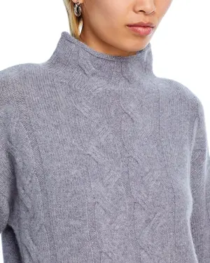 Bloomingdale'S C Exclusive Mock Neck Cable Cashmere Sweater - Medium Grey