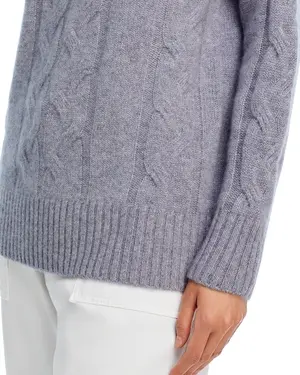Bloomingdale'S C Exclusive Mock Neck Cable Cashmere Sweater - Medium Grey