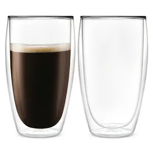 GODINGER Double Walled Tall Coffee/latte Cups, Set Of 2 - Clear