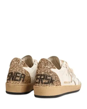 GOLDEN GOOSE Ball Star Glitter Low Top Sneakers - Tan/silver