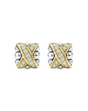 Lagos 18k Yellow Gold And Sterling Silver Diamond Stud Earrings - Gold/silver