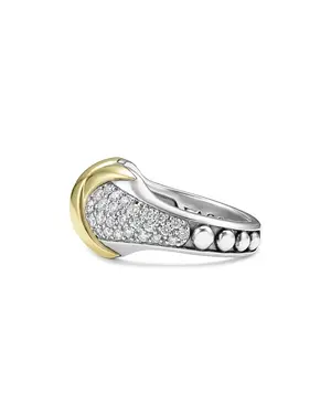 Lagos 18k Yellow Gold And Sterling Silver Embrace Pave X Ring - Silver/gold