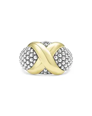 Lagos 18k Yellow Gold And Sterling Silver Caviar Bead Statement Ring - Silver/gold