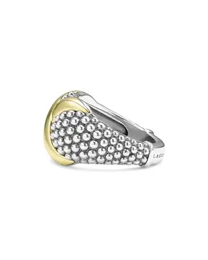 Lagos 18k Yellow Gold And Sterling Silver Caviar Bead Statement Ring - Silver/gold