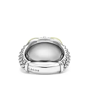 Lagos 18k Yellow Gold And Sterling Silver Caviar Bead Statement Ring - Silver/gold