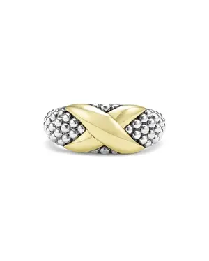Lagos 18k Yellow Gold And Sterling Silver Embrace X Ring - Silver/gold