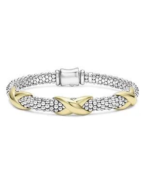 Lagos 18k Yellow Gold And Sterling Silver Embrace Triple X Bracelet - Silver/gold