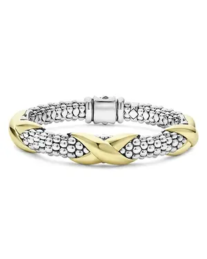 Lagos 18k Yellow Gold & Sterling Silver Embrace Triple X Bracelet - Silver/gold