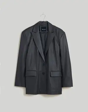 Madewell Leather Bedford Oversized Blazer - True Black