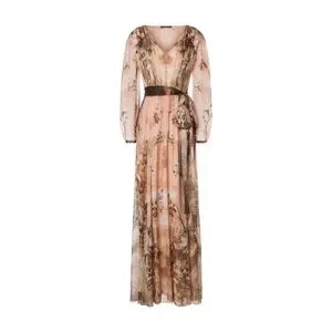 navy blue dress for baby girl Alberta Ferretti Long Winter Garden Chiffon Dress In Rosa - 50% Off