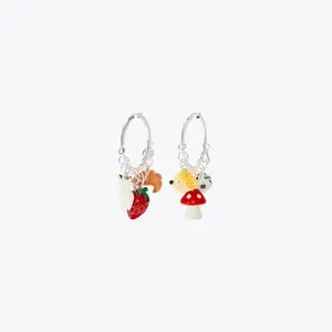 Tory Burch Curiosity Charm Hoop Earrings - Light Silver / Multi