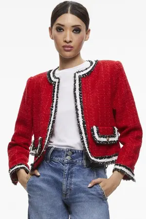 Alice + Olivia Landon Tweed Cropped Jacket