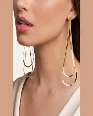 Lana Jewelry 14k Linear Looped Herringbone Earrings