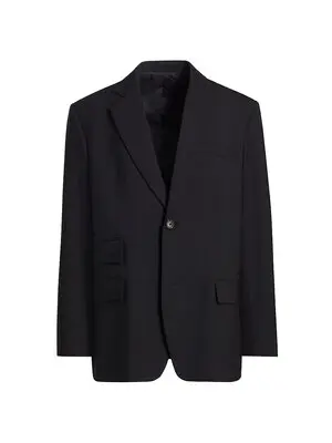 Helmut Lang Men's Oversized-Fit Wool-Blend Blazer - Black  - Black