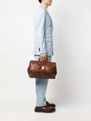 THE BRIDGE Push-lock Leather Tote Bag