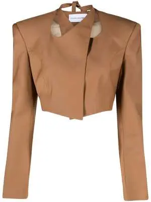 ALEKSANDRE AKHALKATSISHVILI Cropped Wool Wrap Blazer