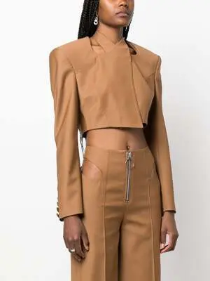 ALEKSANDRE AKHALKATSISHVILI Cropped Wool Wrap Blazer