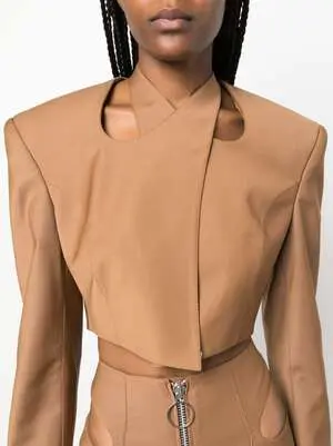 ALEKSANDRE AKHALKATSISHVILI Cropped Wool Wrap Blazer