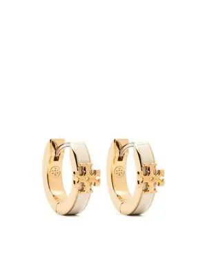Tory Burch Kira Enamel Huggie Hoop Earrings - Gold
