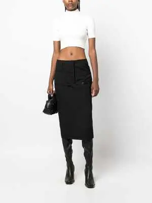 COURREGES Logo-embroidered Ribbed Crop Top
