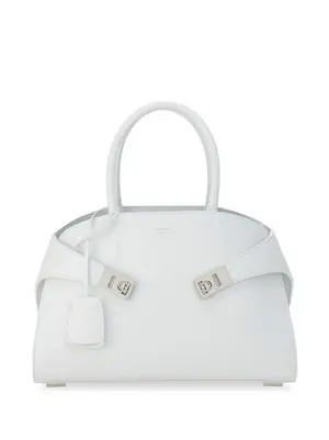 FERRAGAMO Small Hug Leather Tote Bag - White
