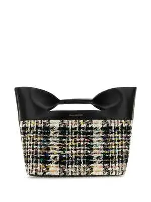 Alexander McQueen The Bow Small Tweed Tote Bag - Black