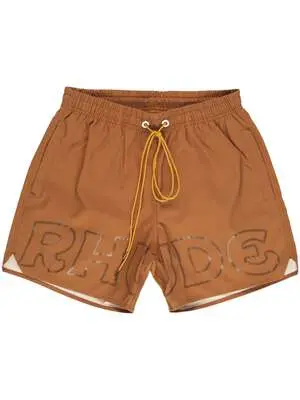 Rhude Logo-print Swim Shorts - Brown