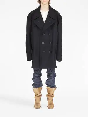 MAISON MARGIELA Double-breasted Wool-blend Coat - Black