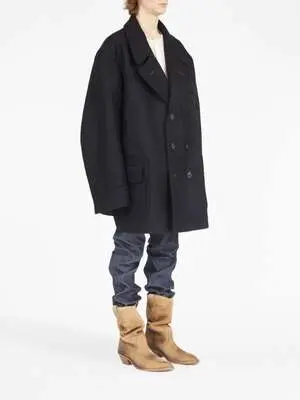 MAISON MARGIELA Double-breasted Wool-blend Coat - Black