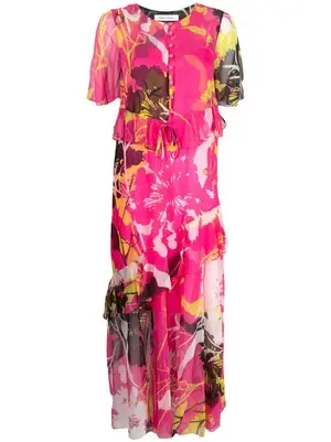 Prabal Gurung Botanical-print Silk Dress