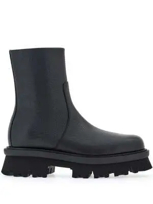 FERRAGAMO Round-toe Leather Ankle Boots - Black