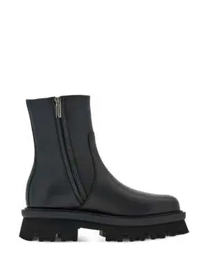 FERRAGAMO Round-toe Leather Ankle Boots - Black