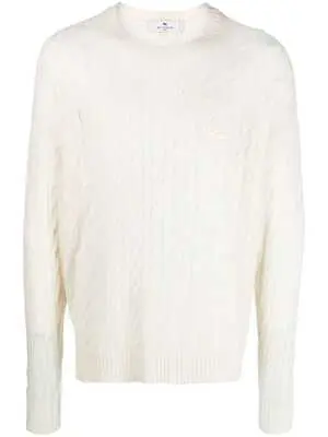 Etro Pegaso-motif Cable-knit Jumper - White