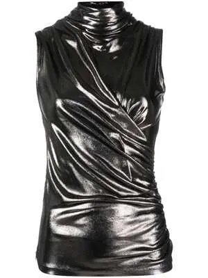 Blumarine Draped Metallic Top - Grey