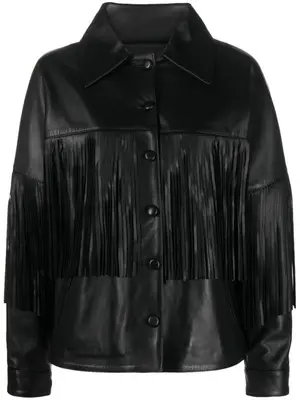 DANCASSAB Fringed Leather Shirt Jacket