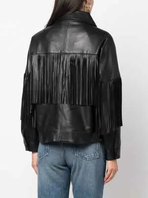 DANCASSAB Fringed Leather Shirt Jacket