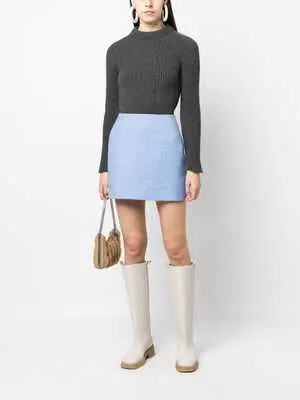 PATOU Linen-blend Miniskirt - Blue
