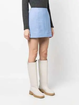 PATOU Linen-blend Miniskirt - Blue