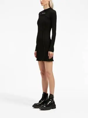 Palm Angels Logo-embroidered Ribbed Minidress