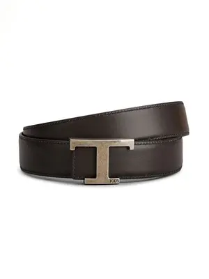 TOD'S Logo-buckle Leather Belt - Brown