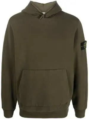 Stone Island Logo-patch Cotton Hoodie - Green